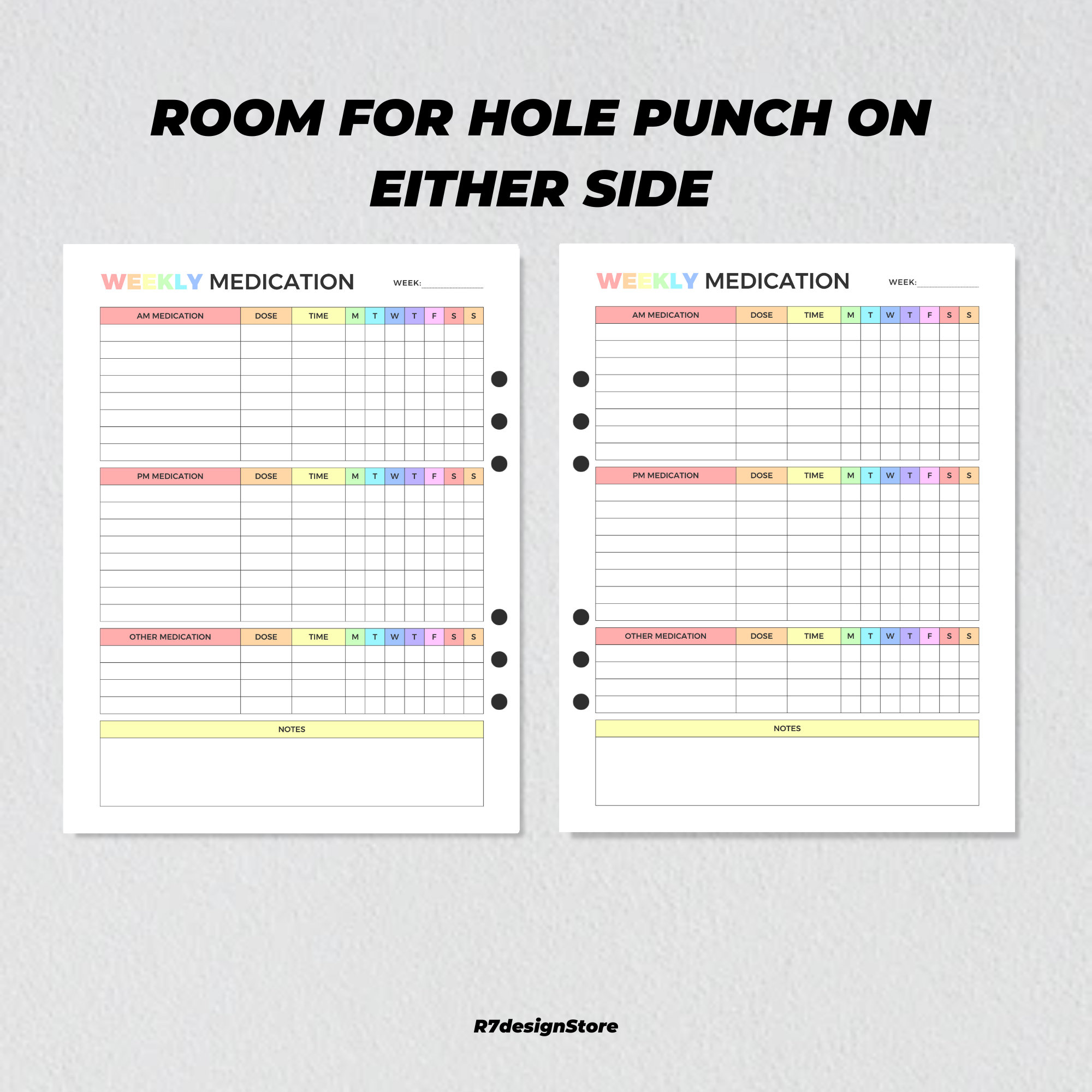 Weekly Medication Log Printable, AM PM Medicine Dosage Tracker ...