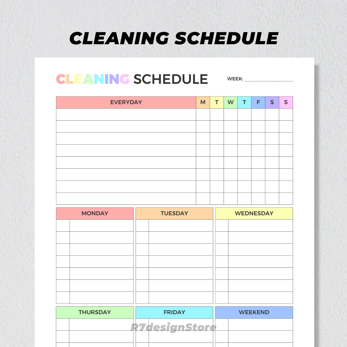 Cleaning Schedule Printable House Cleaning Planner Weekly - Etsy