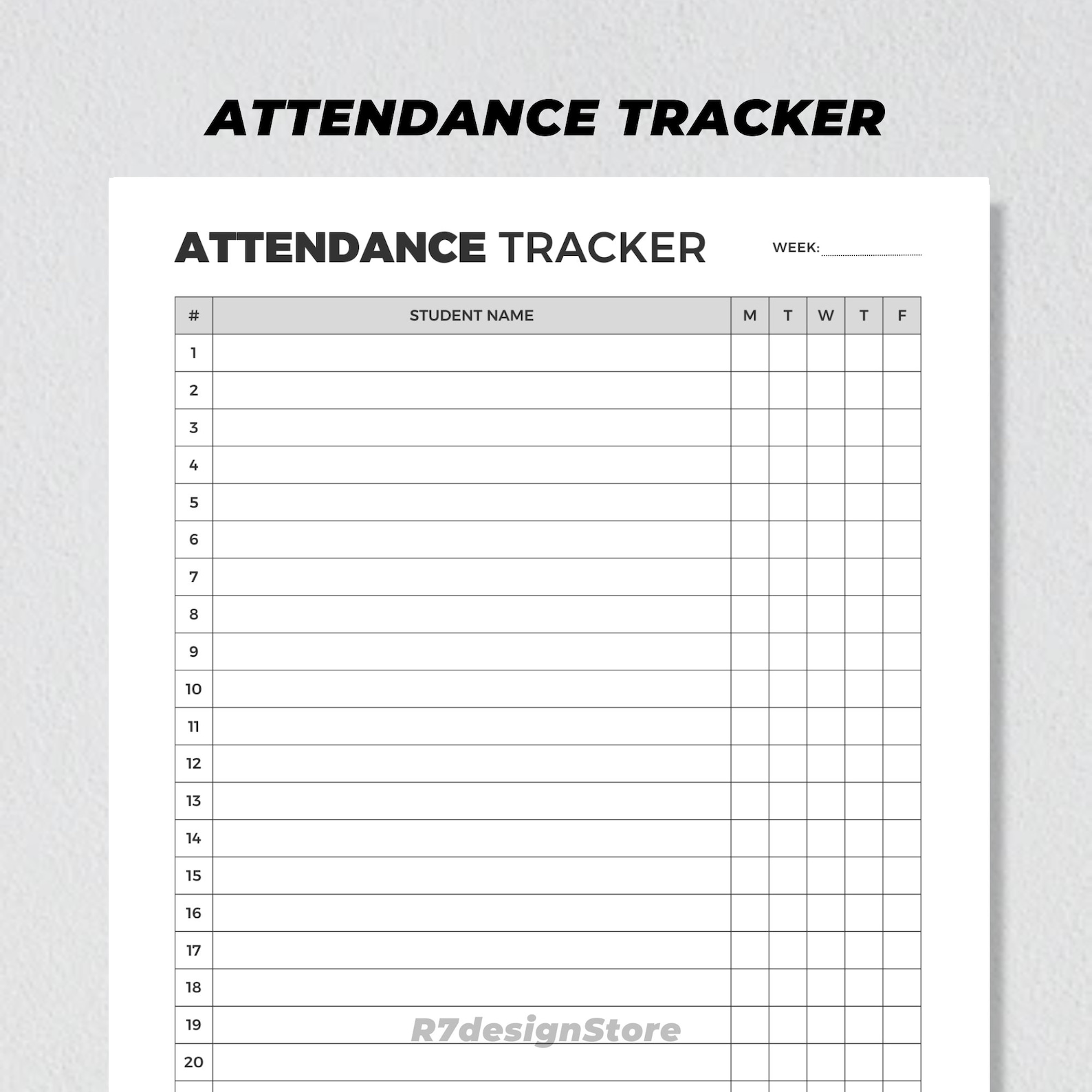 Attendance Tracker Printable, Daily Teacher Log Sheet, Student ...