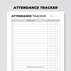 Attendance Tracker Printable, Daily Teacher Log Sheet, Student ...