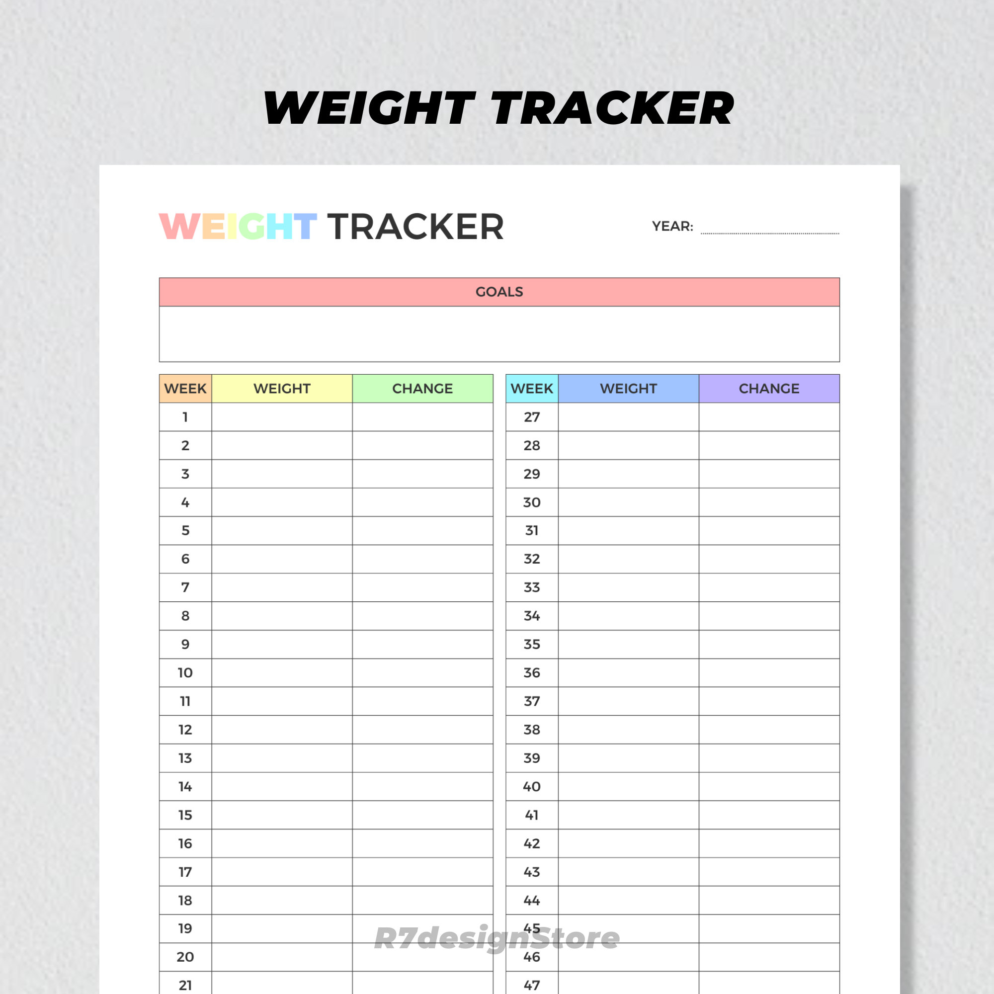Weight Tracker Printable, Weight Loss Tracker, Weight Loss Planner ...