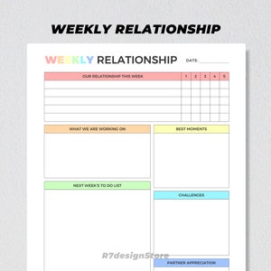 Weekly Relationship Printable, Couple Activity Check In, Love ...