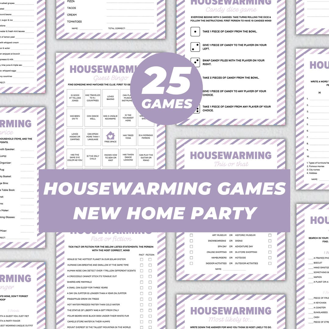 Housewarming Party Games Bundle Printable, New Home Party, House Moving ...