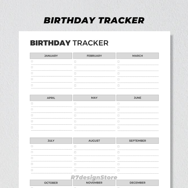 Birthday Tracker Printable, Important Dates Planner, Birthday Reminder ...