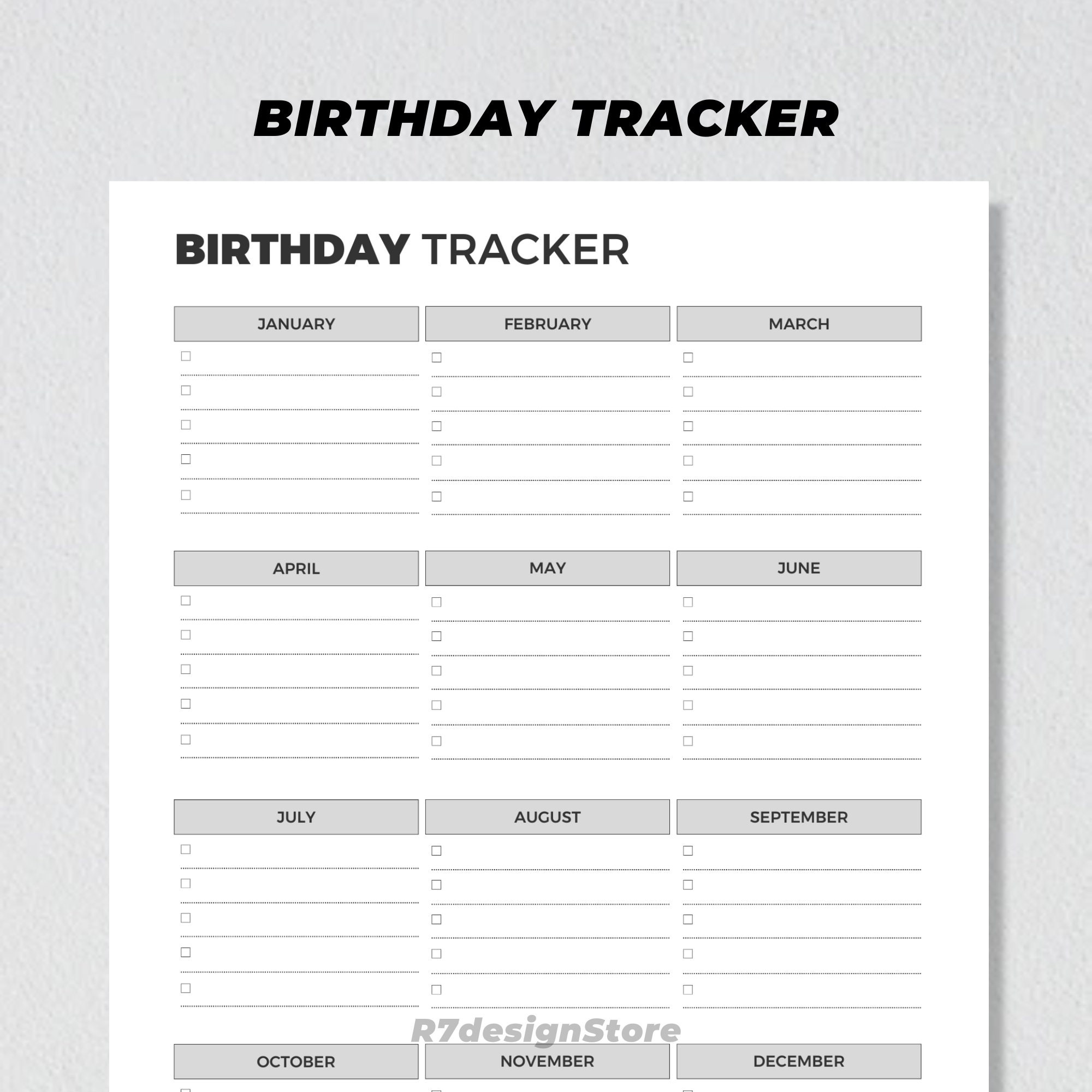 Birthday Tracker Printable, Important Birthday Planner, Birthday ...