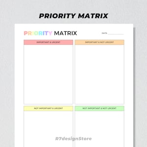 Priority Matrix Printable, Decision Matrix, Daily Productivity Planner ...