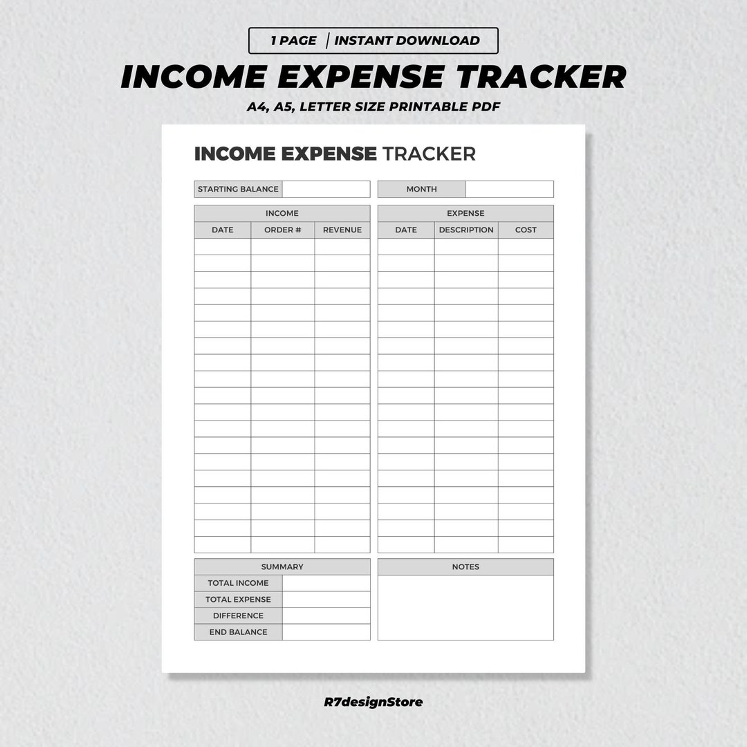Income Expense Business Tracker Printable, Small Business Finance ...