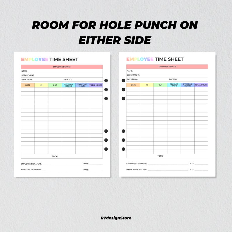Employee Timesheet Printable, Daily Employee Time Tracker, Staff in Out ...