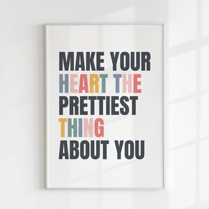 Heart Quote Printable Wall Art, Positive Colorful Typography, Love ...