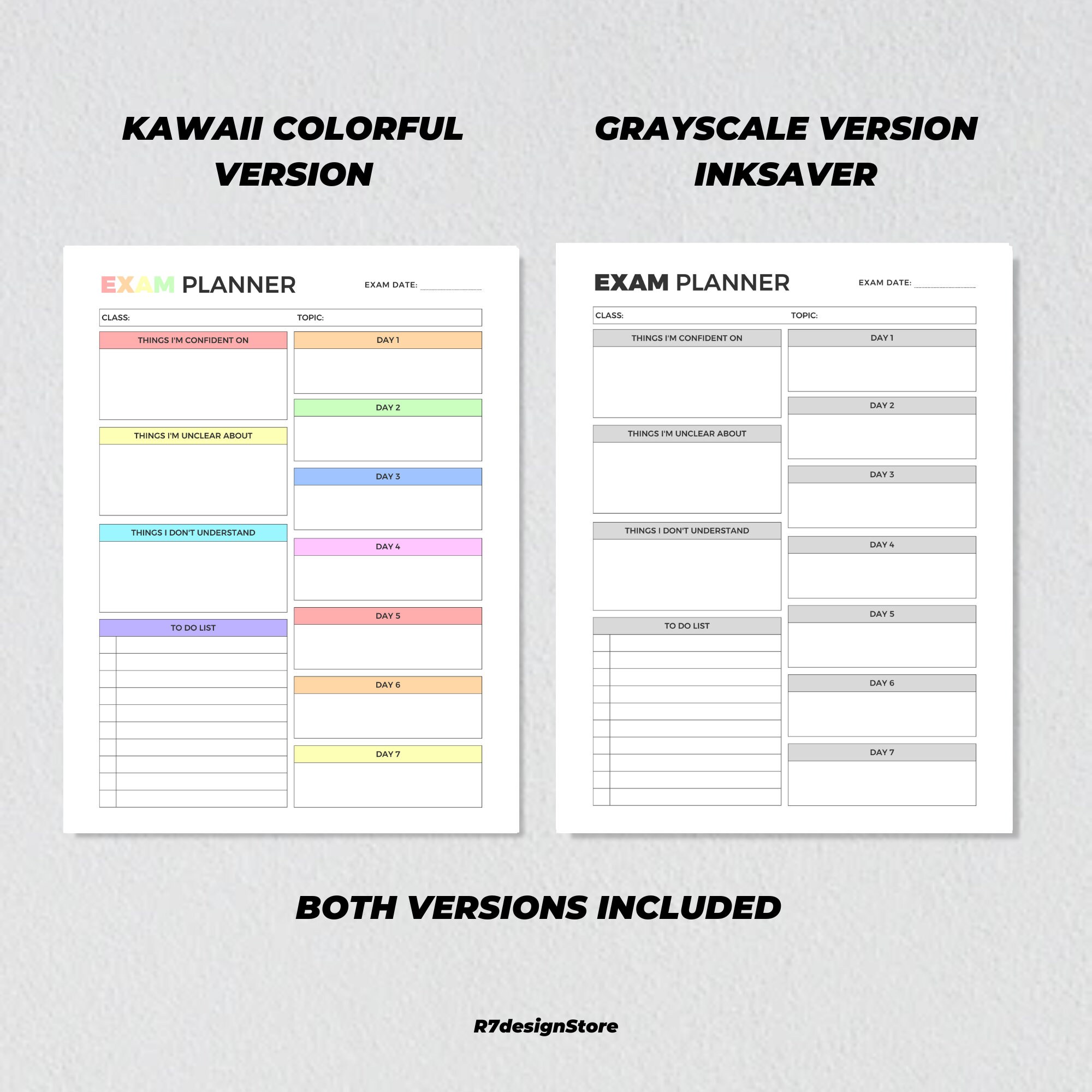 Exam Planner Printable, Student Exam Prep Organizer, Subject Study ...