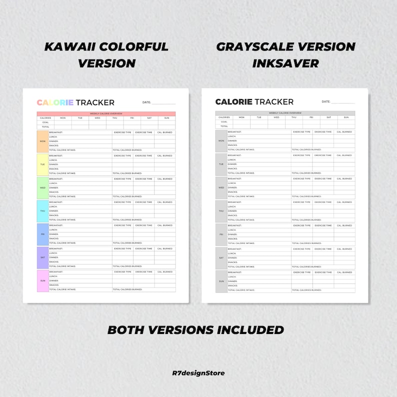 Calorie Tracker Printable, Health & Fitness Planner, Diet Plan ...