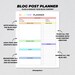 Blog Post Planner Printable, Blogger Checklist Tracker, Social Media ...