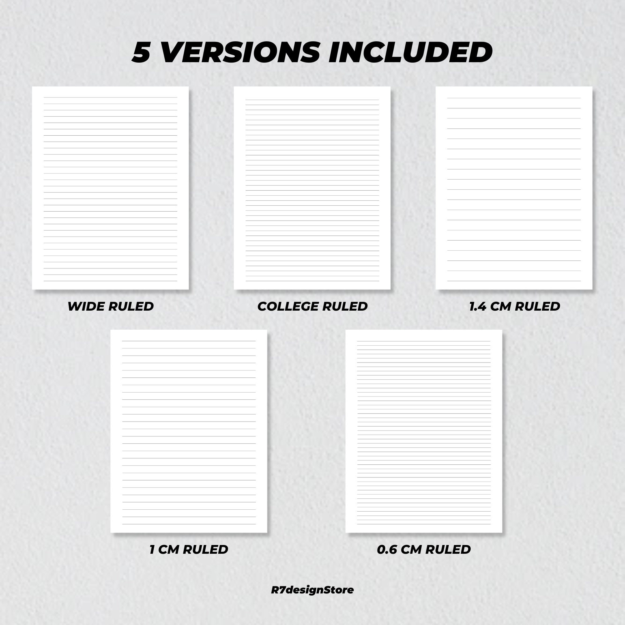 Lined Paper Printable, Wide Ruled Paper, College Ruled Paper, Digital ...