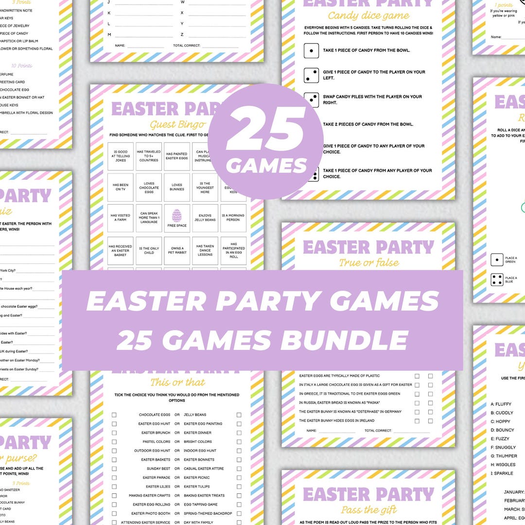 Easter Games Bundle Printable, Easter Party Trivia, Easter Activity for ...