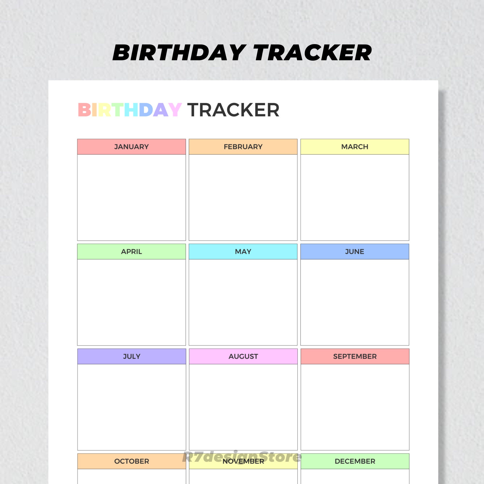 Birthday Tracker Printable, Important Dates Planner, Birthday Reminder ...