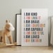 I Am Kind I Am Smart Art Printable, Colorful Motivational Wall Art ...