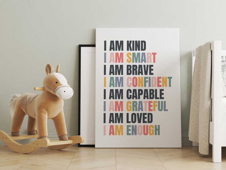 I Am Kind I Am Smart Art Printable, Colorful Motivational Wall Art ...