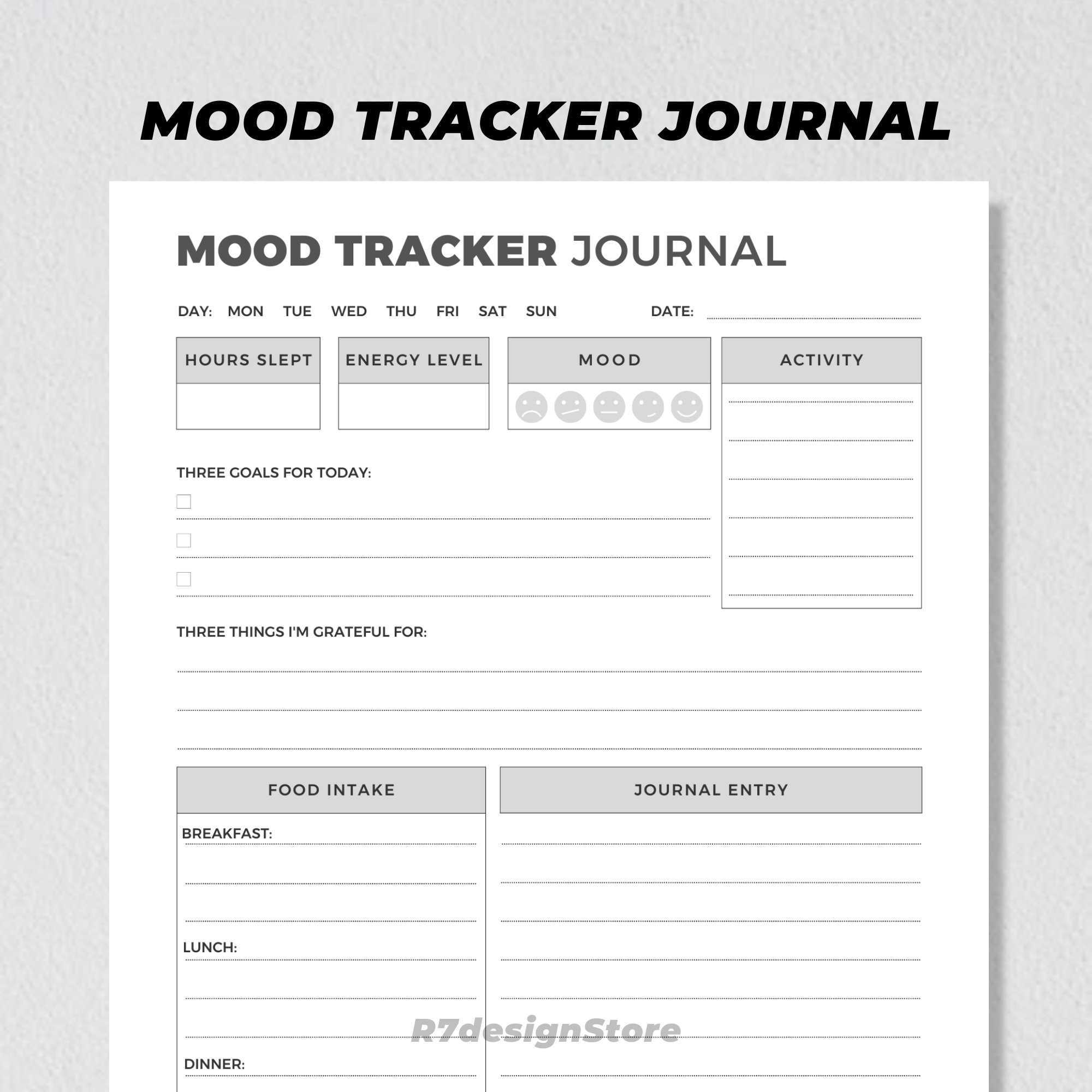 Mood Tracker Journal Printable, Emotion Wellness Tracker, Anxiety ...