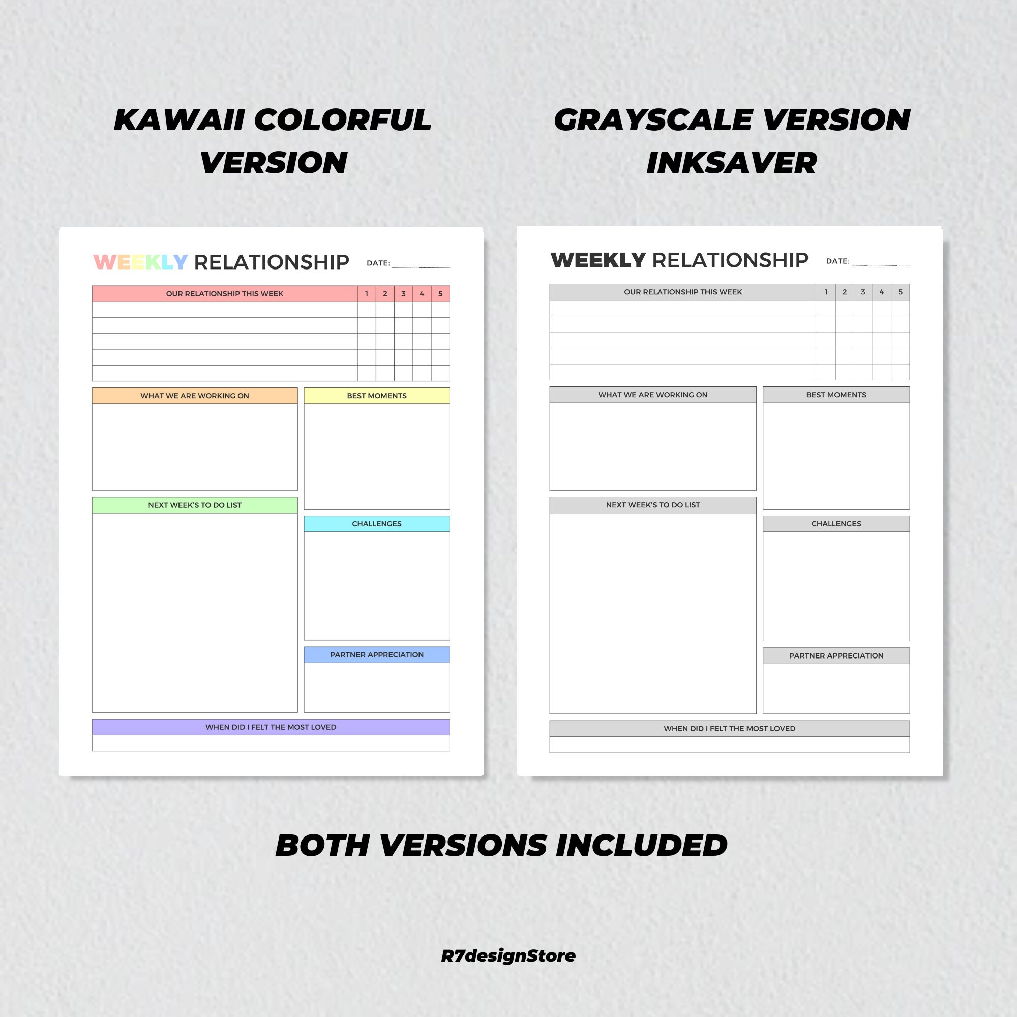 Weekly Relationship Printable, Couple Activity Check In, Love ...
