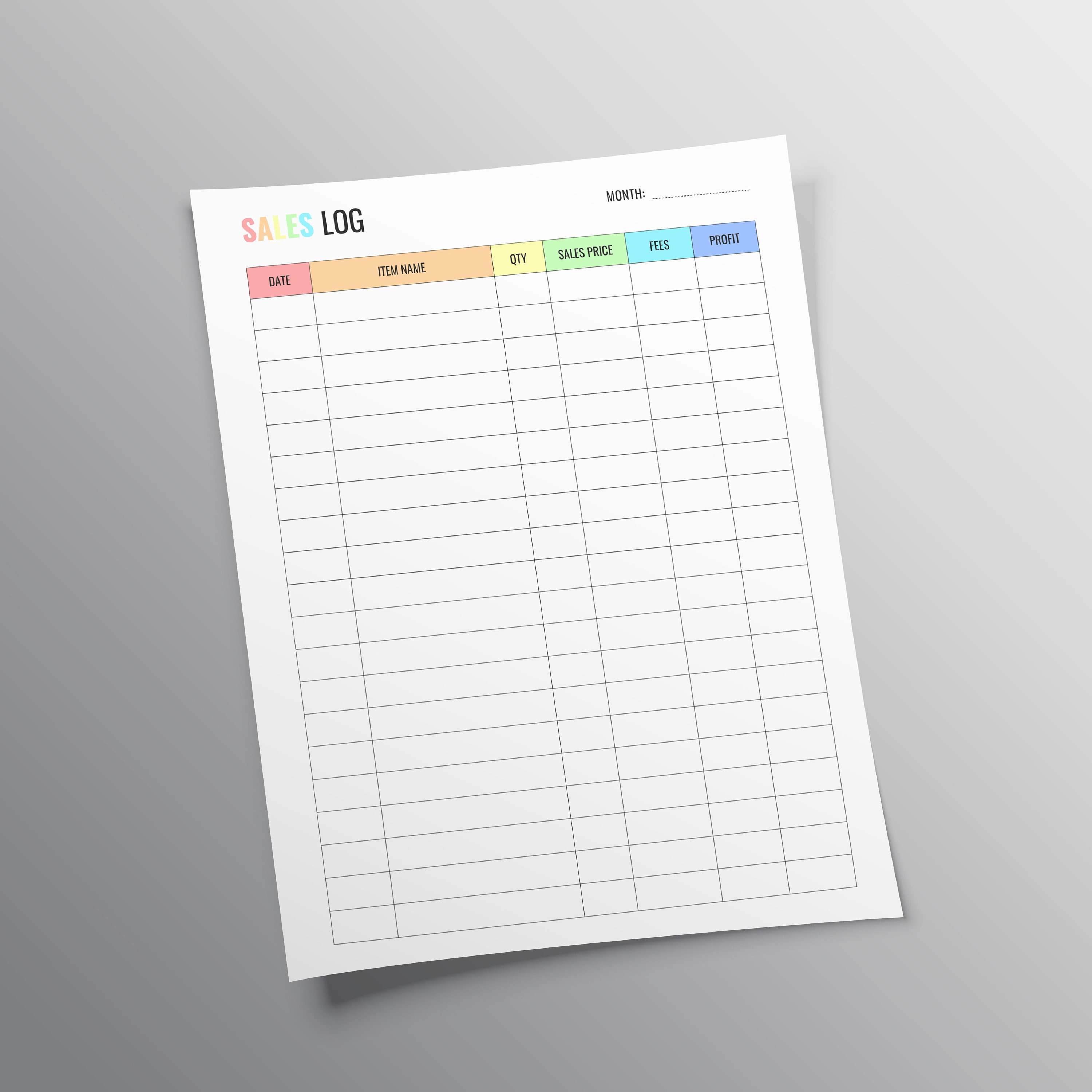 Sales Log Printable, Daily Sales Profits Tracker, Everyday Order Record ...