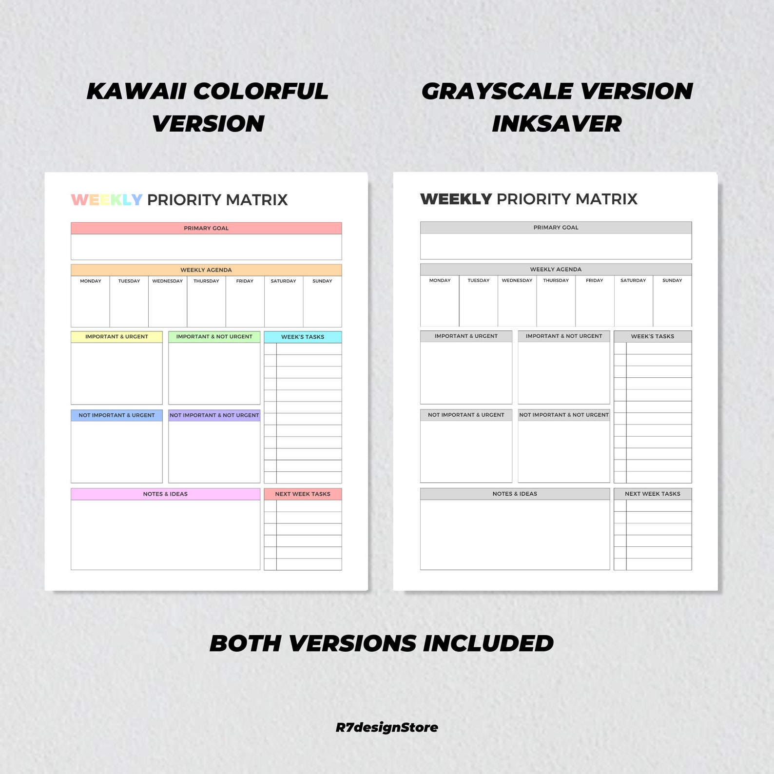 Weekly Priority Matrix Printable, Decision Priority List, Productivity ...