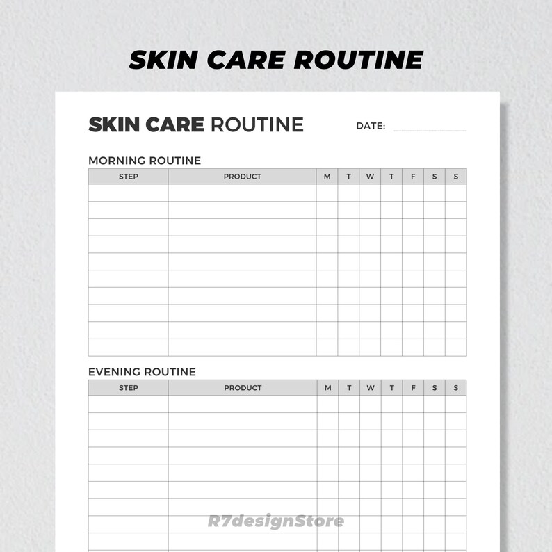 Skin Care Routine Printable, Self Care Checklist Template, 7 Day Skin ...
