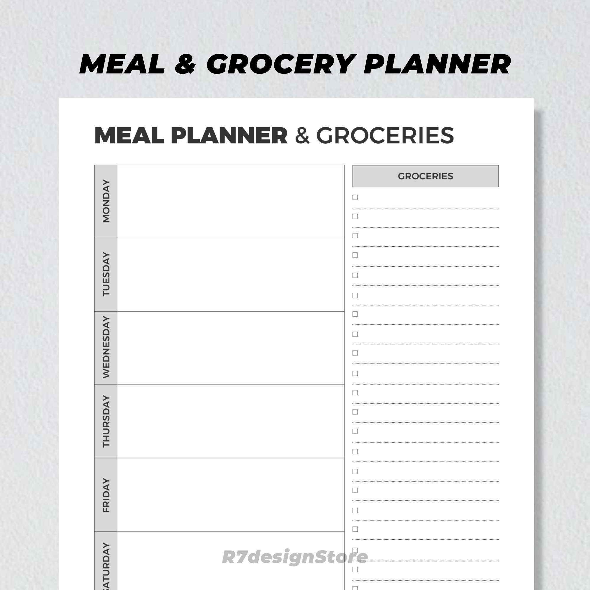 Weekly Meal Planner Printable, 7 Day Menu Planner, Daily Meal Prep ...