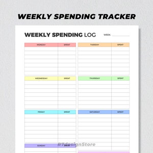 Weekly Spending Tracker Printable, Expense Record Planner, Purchase ...