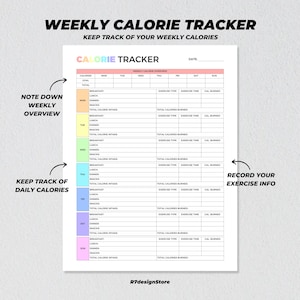 Calorie Tracker Printable, Health & Fitness Planner, Diet Plan ...