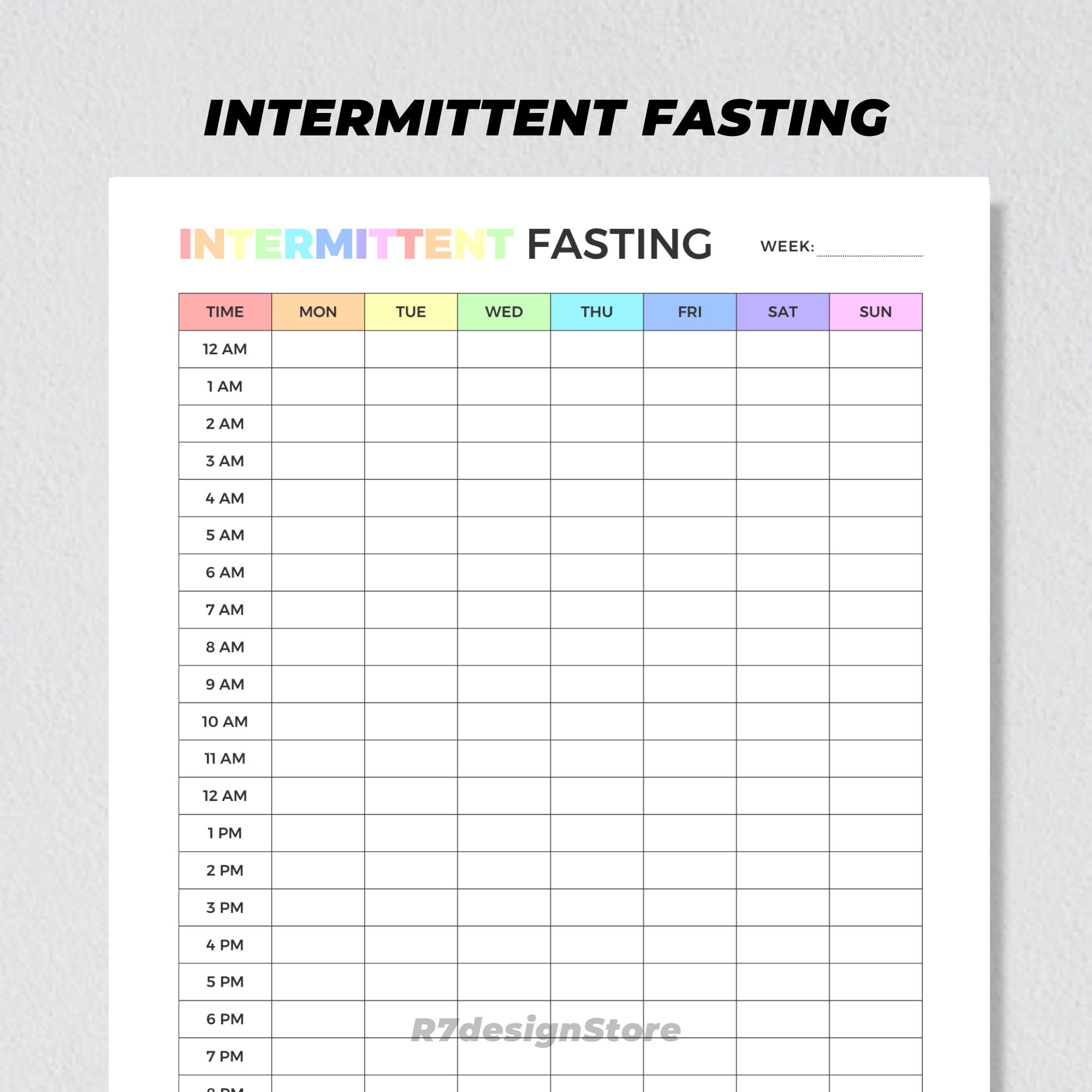 Intermittent Fasting Printable, Weekly IF Planner, Weight Loss Tracker ...