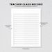 Teacher Class Record Printable, Students Grade Tracker, School ...