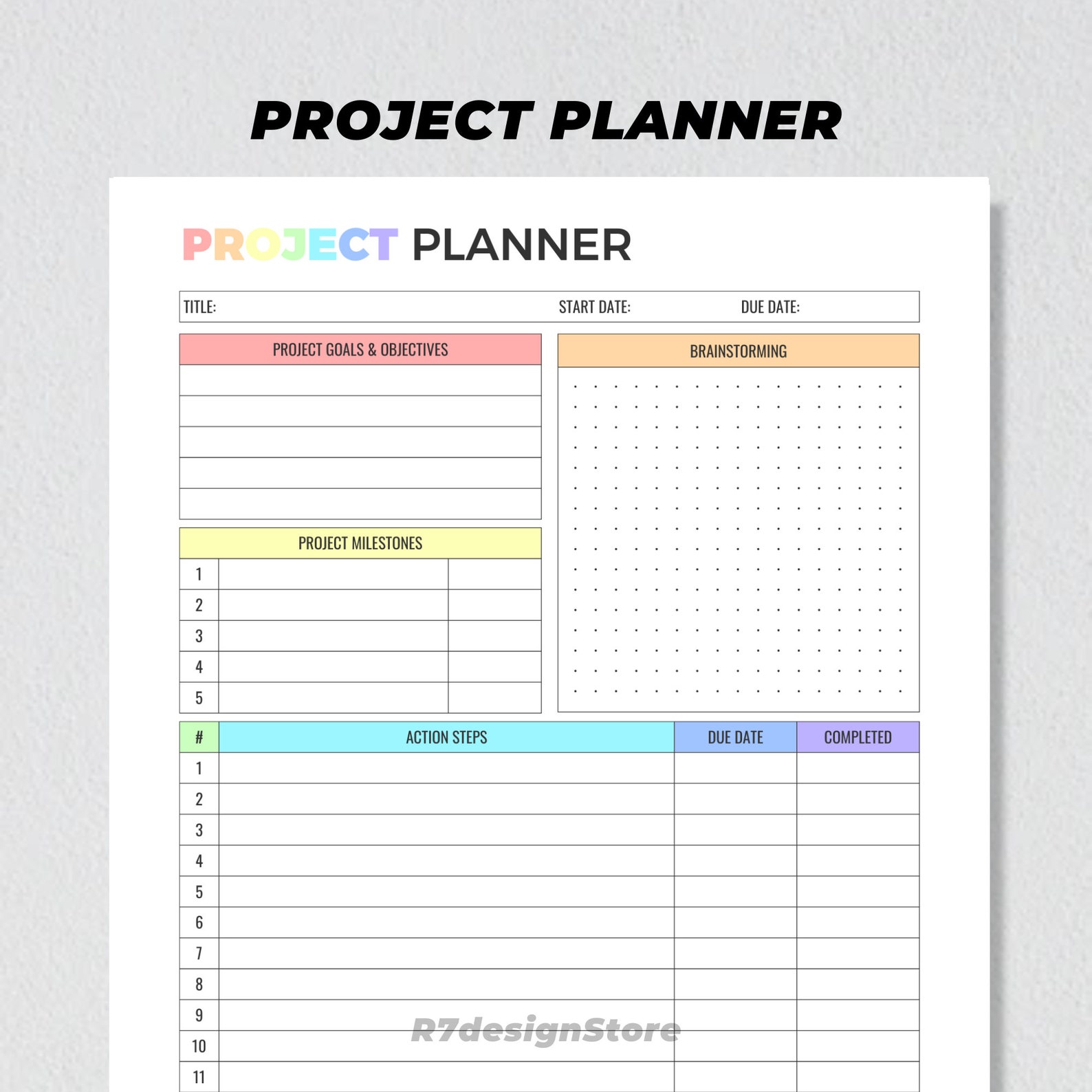 Buy Project Planner Printable, Productivity Tracker, Business Project ...
