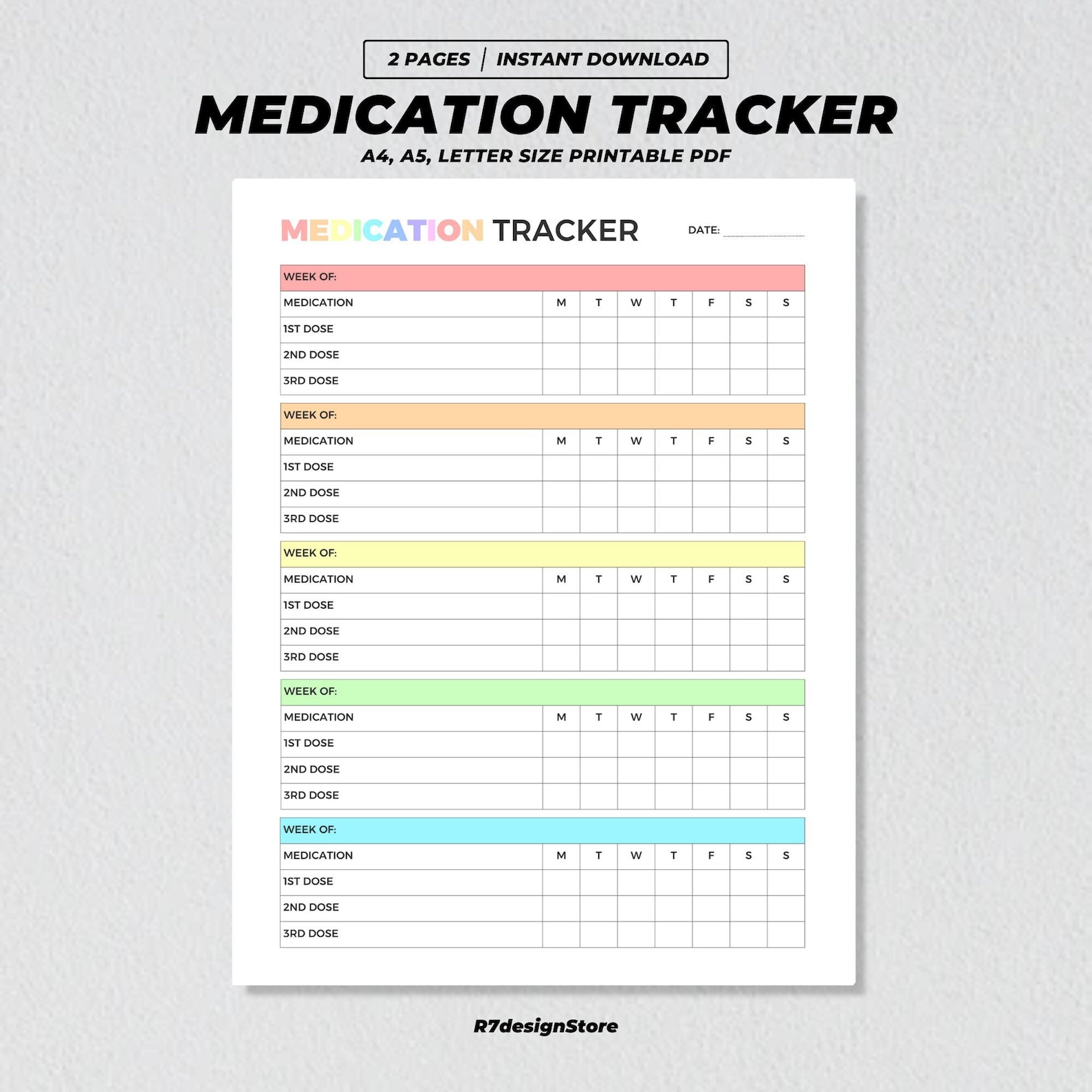 Medication Tracker Printable, Medicine Dosage Planner, Medication ...