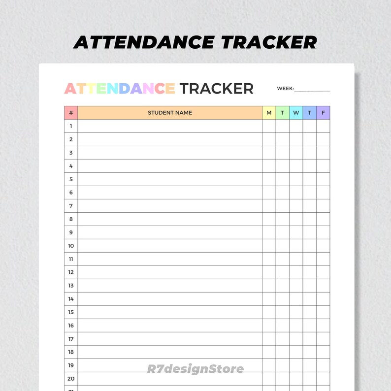 Attendance Tracker Printable, Daily Teacher Log Sheet, Student ...