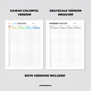 Fatigue Tracker Printable, Monthly Severity Chart, Health & Fitness ...