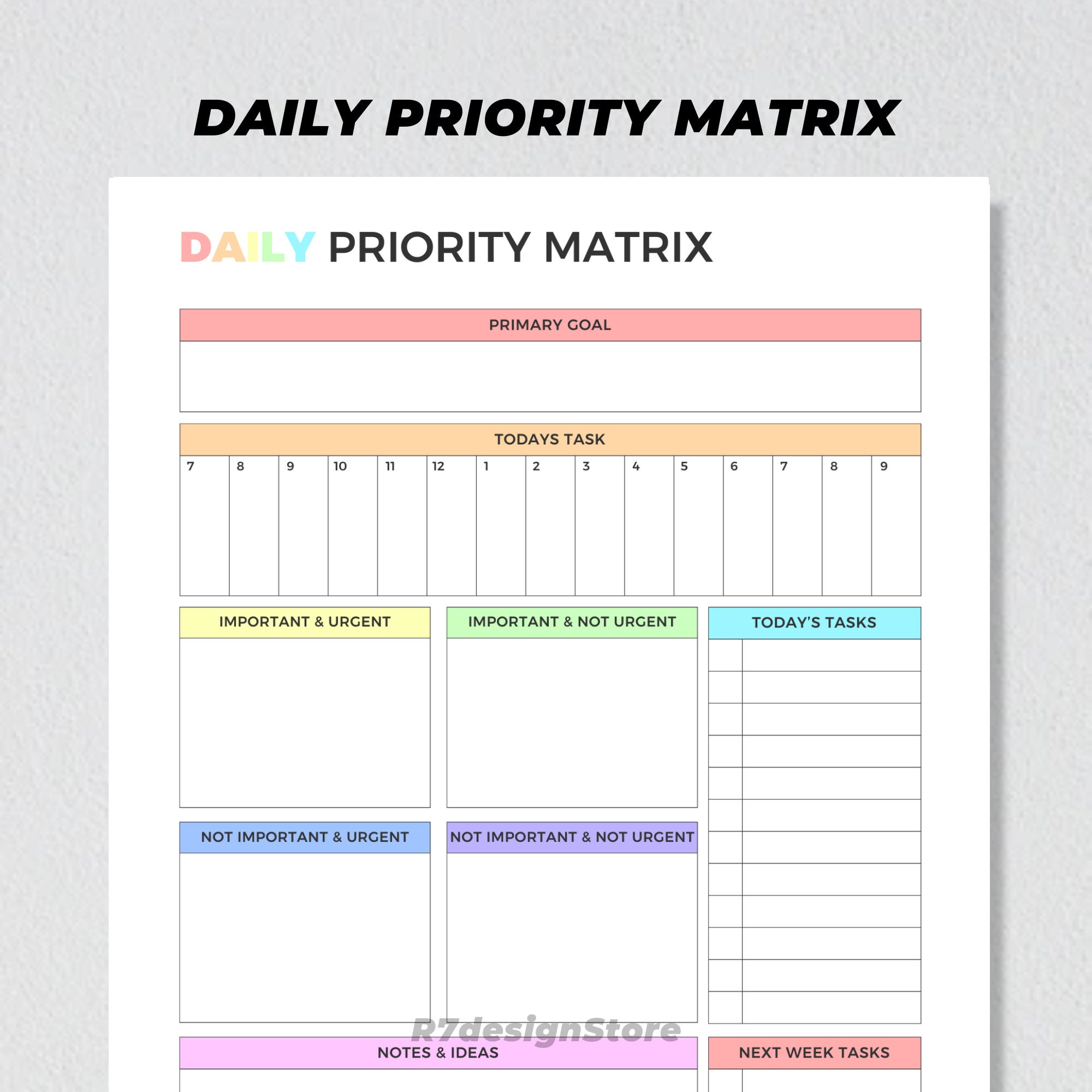Daily Priority Matrix Printable, Decision Matrix, Productivity Planner ...