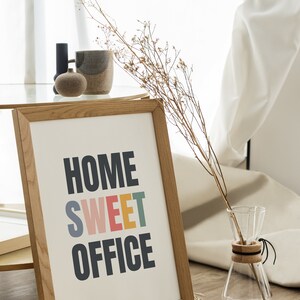 Home Sweet Office Printable Wall Art, Colorful Home Office Typography ...