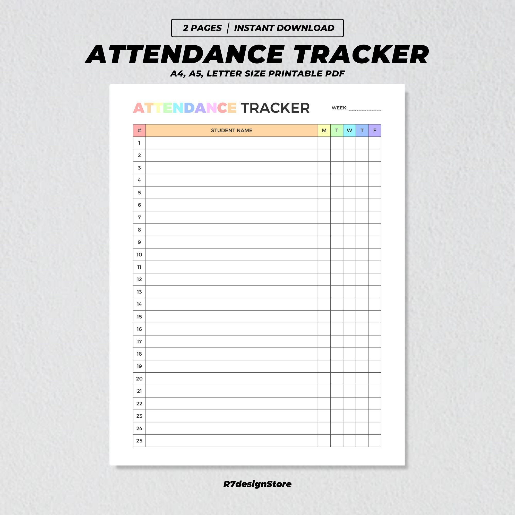 Attendance Tracker Printable, Daily Teacher Log Sheet, Student ...