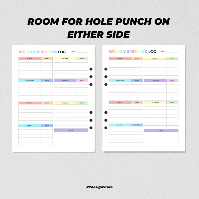 Weekly Spending Tracker Printable, Expense Record Planner, Purchase ...