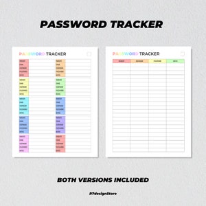 Password Tracker Printable, Password Organizer, Password Planner List ...