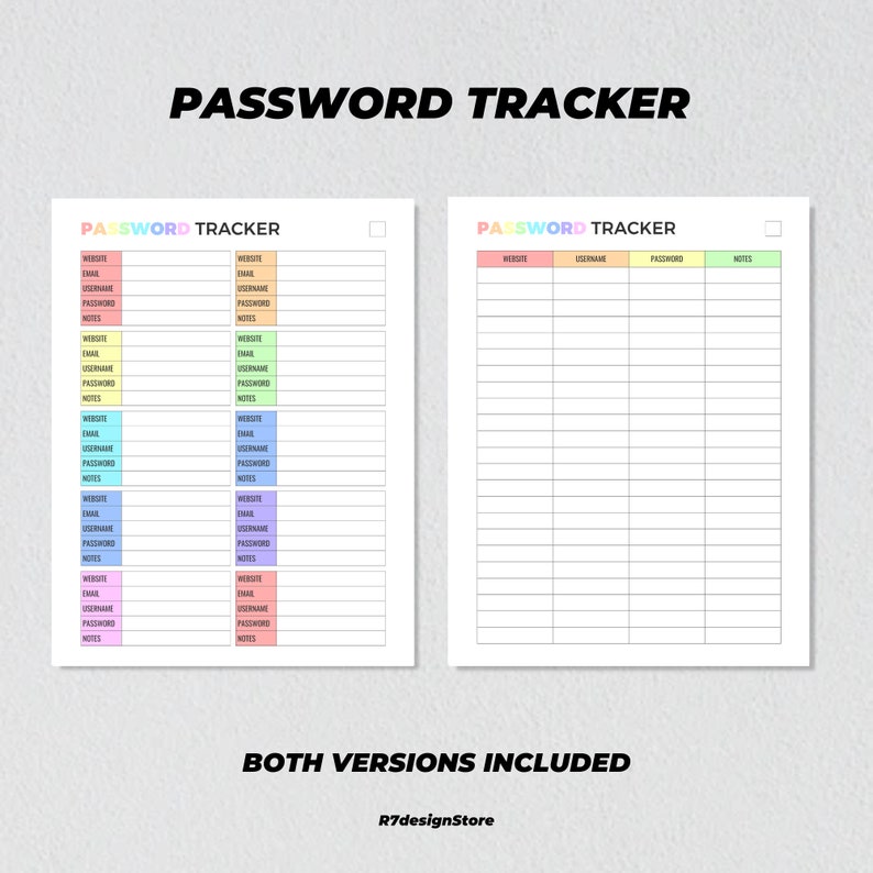 Password Tracker Printable, Password Organizer, Password Planner List ...
