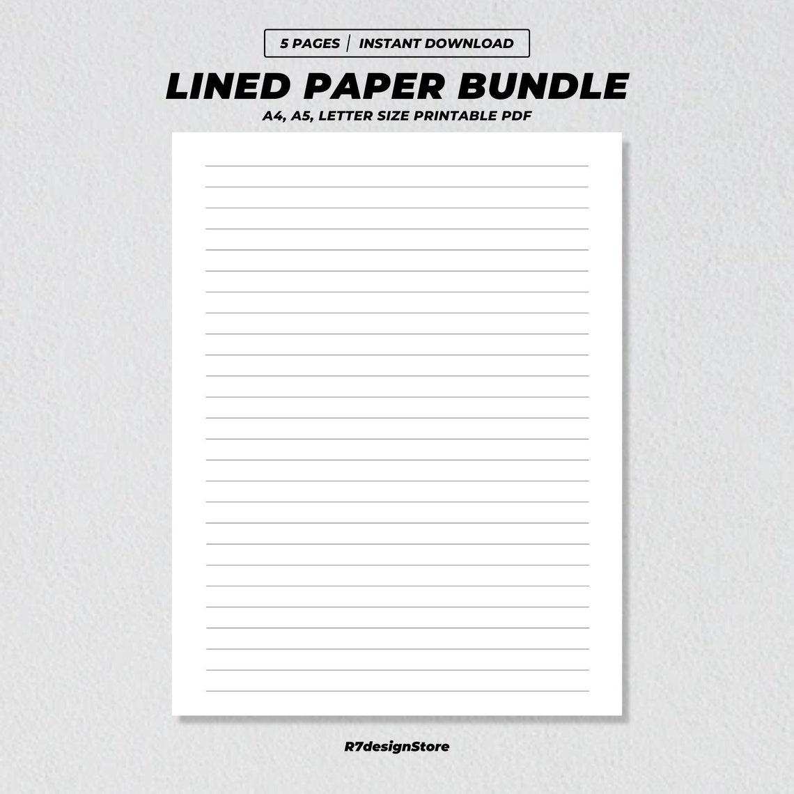 Buy Lined Paper Printable, Wide Ruled Paper, College Ruled Paper ...