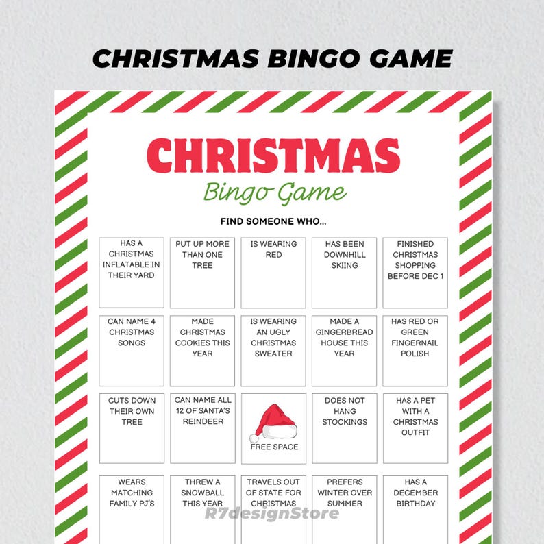 Christmas Bingo Printable, Christmas Party Game, Find Someone Who Quiz ...