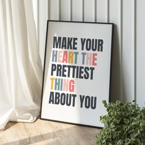 Heart Quote Printable Wall Art, Positive Colorful Typography, Love ...