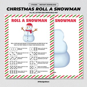 Christmas Roll A Snowman Printable, Winter Family Game, Xmas Group ...
