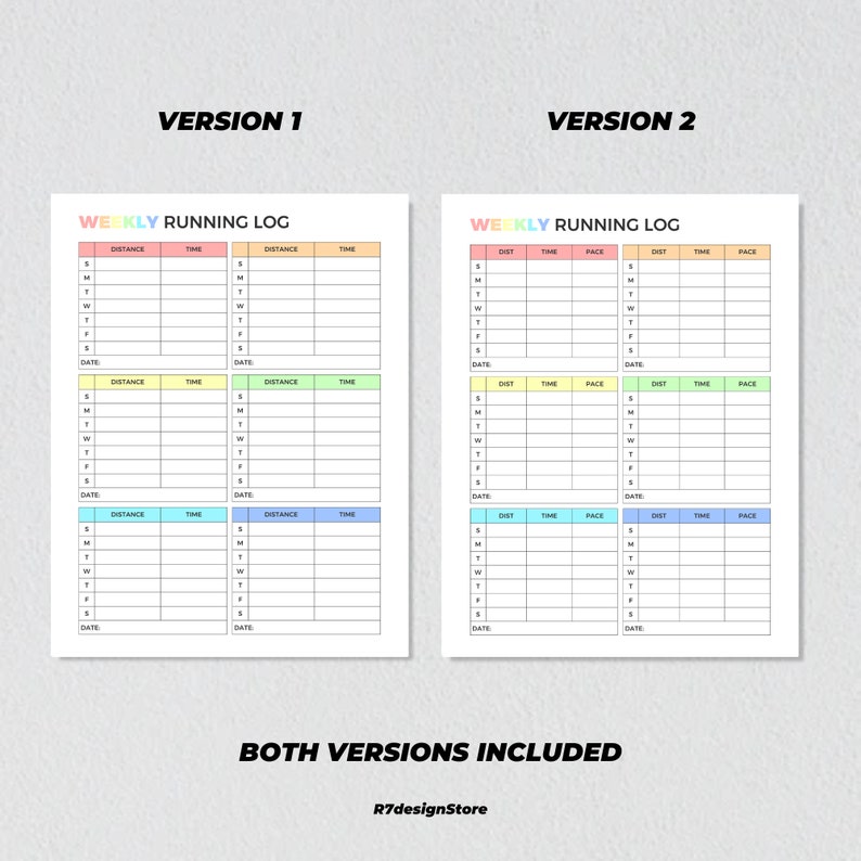 Weekly Running Log Printable, Daily Cardio Tracker, Fitness Goals ...