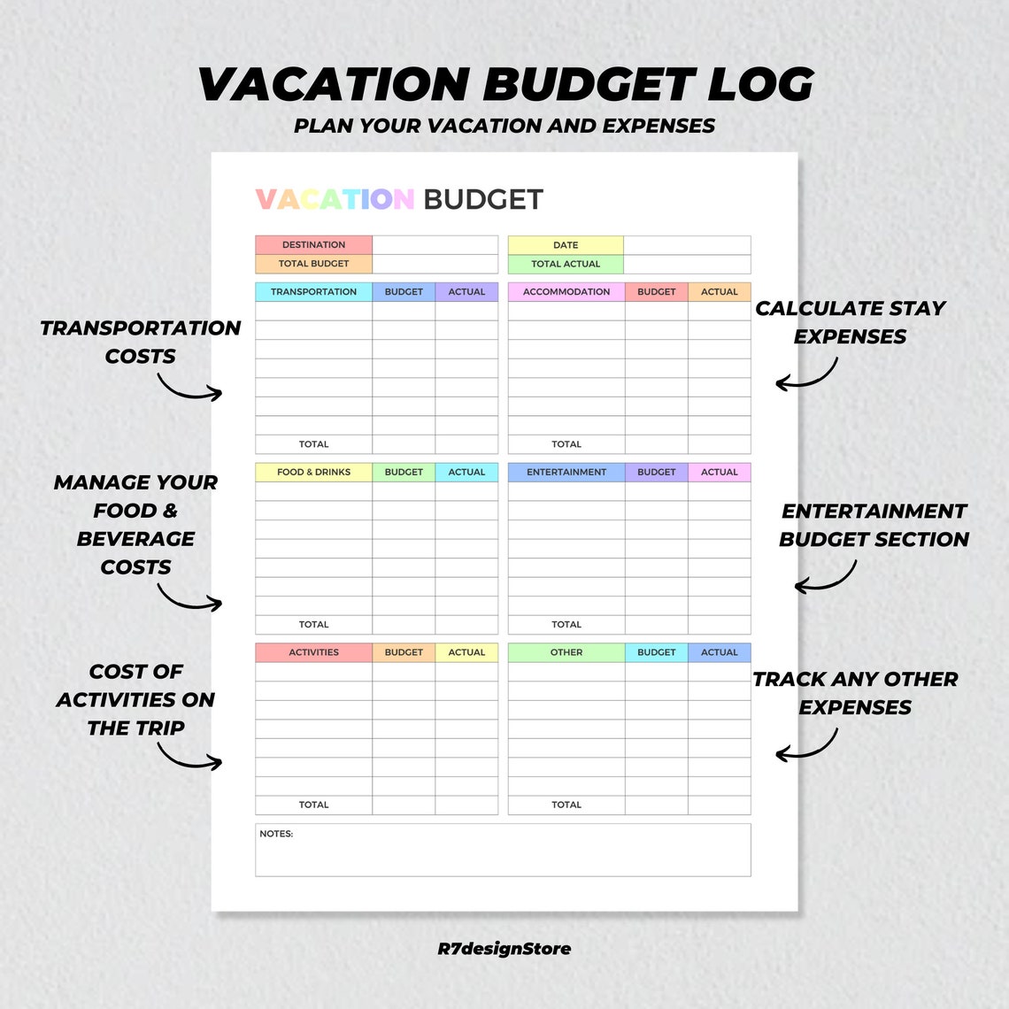 Vacation Budget Printable Holiday Budget Planner Travel - Etsy