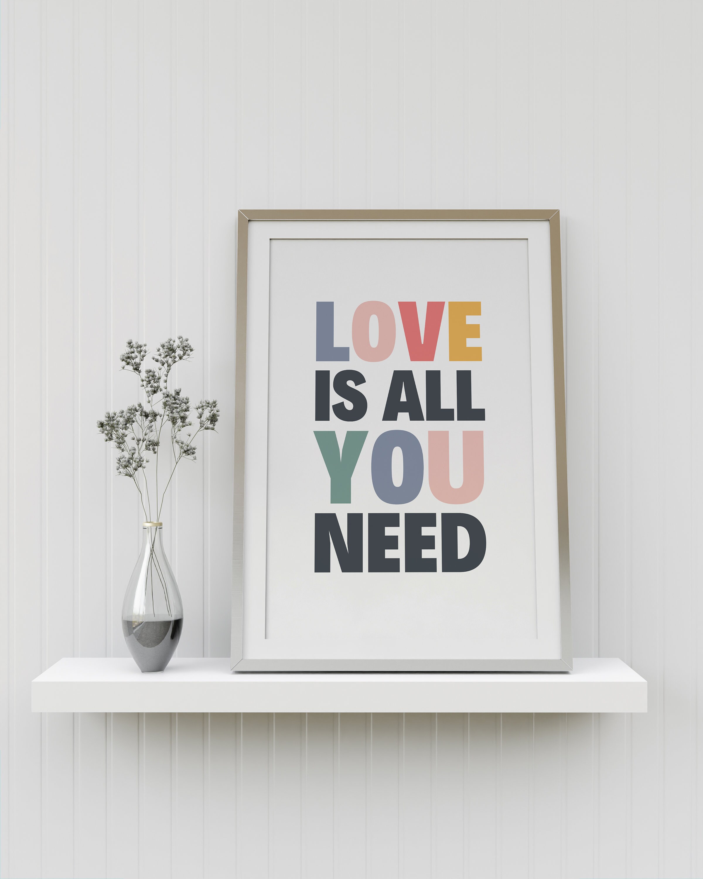 Love is All You Need Printable Art, Colorful Typography, Kids Room ...