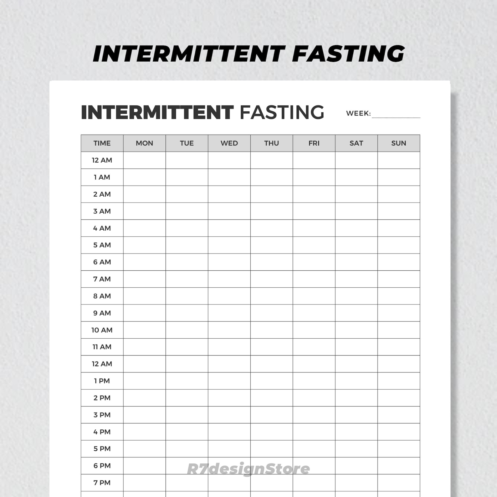 Intermittent Fasting Printable, Weekly IF Planner, Weight Loss Tracker ...