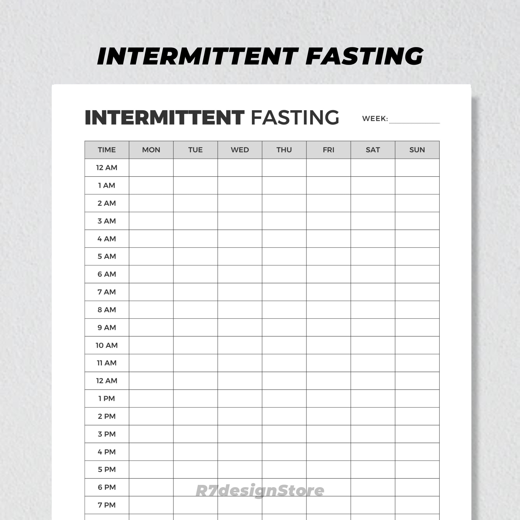 Intermittent Fasting Printable, Weekly IF Planner, Weight Loss Tracker ...